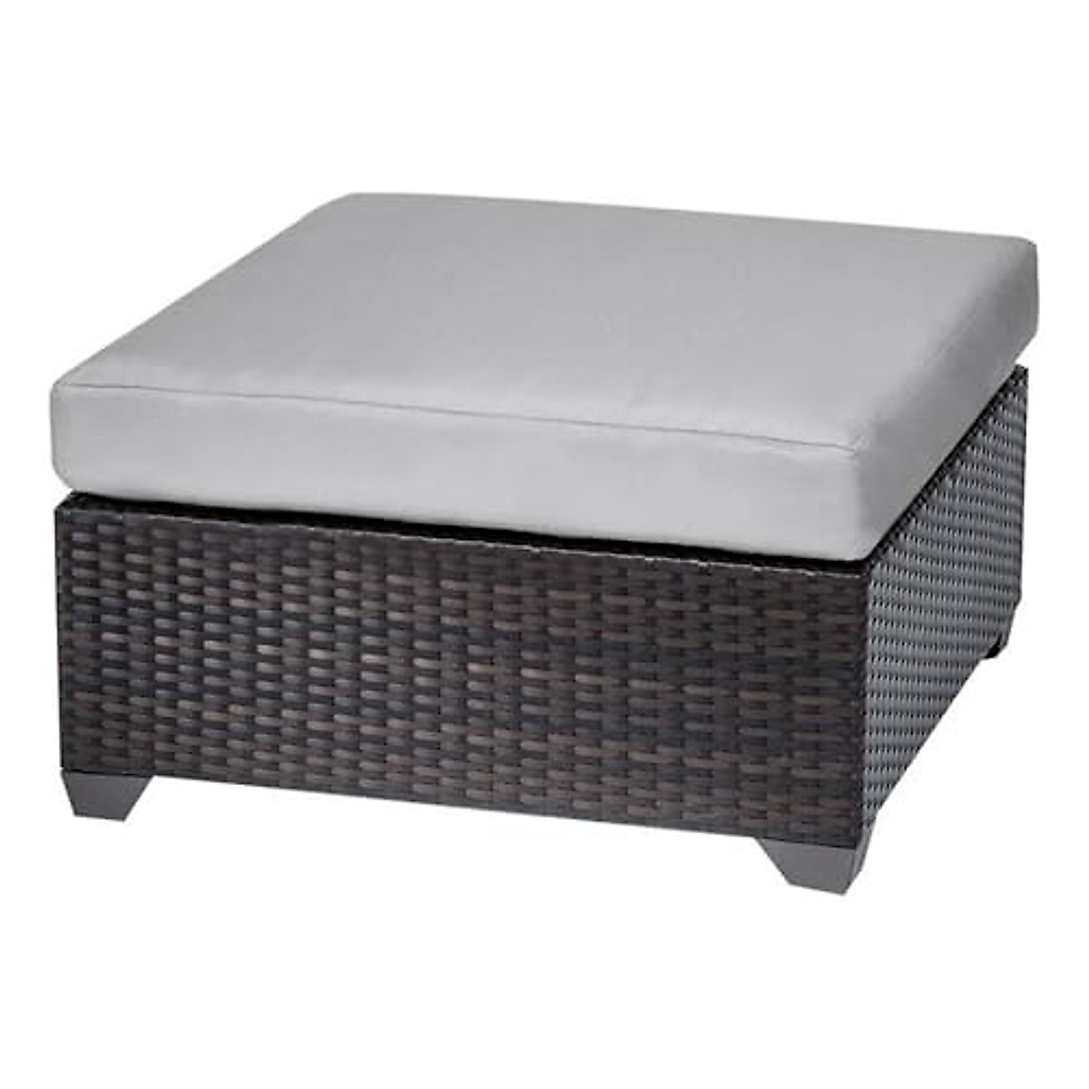 BOWERY HILL 17'' Resin Wicker/Fabric Thick Cushion Patio Ottoman in Gray