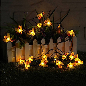 ER CHEN Solar Powered String Lights, 30 Cute Honeybee LED Lights, 15FT 8 Modes Starry Lights, Waterproof Fairy Decorative Lights for Outdoor, Wedding, Homes, Gardens, Patio, Party etc (Warm White)
