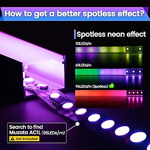 Muzata 10Pack 6.6FT/2M Plus-Size LED Channel System for Waterproof LED Strip up to 16mm Width Silver LED Strip Channel 18x13mm Spotless Milky White Cover U103 WW