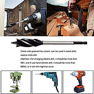 Woodworking Auger Drill Bit Sets, 8Pcs High Carbon Steel Wood Boring Bits Long 4 Flute Cut Drilling Tool Wood Hole Cutter for Wood Door Lock 9/23, 9/19, 5/9, 7/11, 5/7, 11/14, 13/15, 63/64-IN