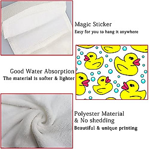 Kitchen Hanging Hand Towels Yellow Ducks Bubbles Children Bathroom Soft Hanging Tie Towel with Loop Super Absorbent Machine Washable,1 Piece