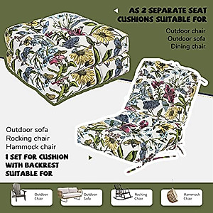 RACLVAY Outdoor Chair Cushions, Outdoor Cushions 19x19 inch, Patio Chair Cushions Seat Pads, Indoor Full-Length Ties for Non-Slip Support, Plump Filling, Premium Thick Fiber, Set of 2, Butterfly