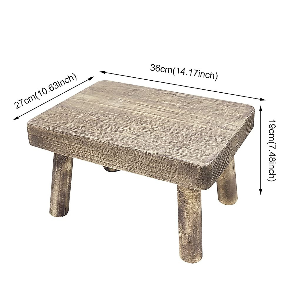 Wooden Step Stool for Kids and Adults, Portable Rectangle Bed Stool, Wooden Stool for Kitchen Living Room Closet Kitchen Step Stool Home Decoration 14.17x10.63x7.48inch, No Assembly Needed, Solid Wood