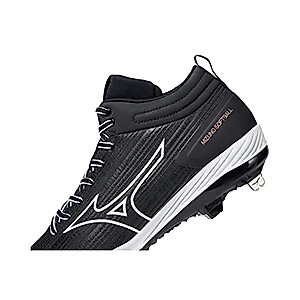 Mizuno Women's Sweep 6 Mid Softball Shoe, Black-White, 8.5