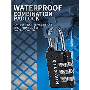 DELSWIN Combination Lock 3-Digit Small Padlock - 4Pcs Resettable Combo Lock for School Gym Locker, Outdoor, Fence, Gate, Waterproof Luggage Locks for Travel Backpack
