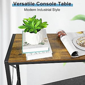 Console Table Small Industrial Entryway Table 41" Wood Sofa Table, Console Table with Metal Frame, Entrance Table for Hallway, Living Room, Foyer, Behind Couch Table Skinny Entryway Table