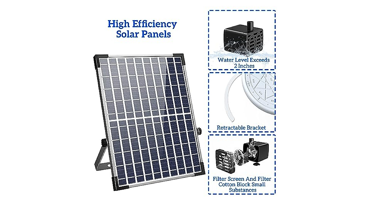 Smart 12W Solar Fountain with LED Lights & Remote Control