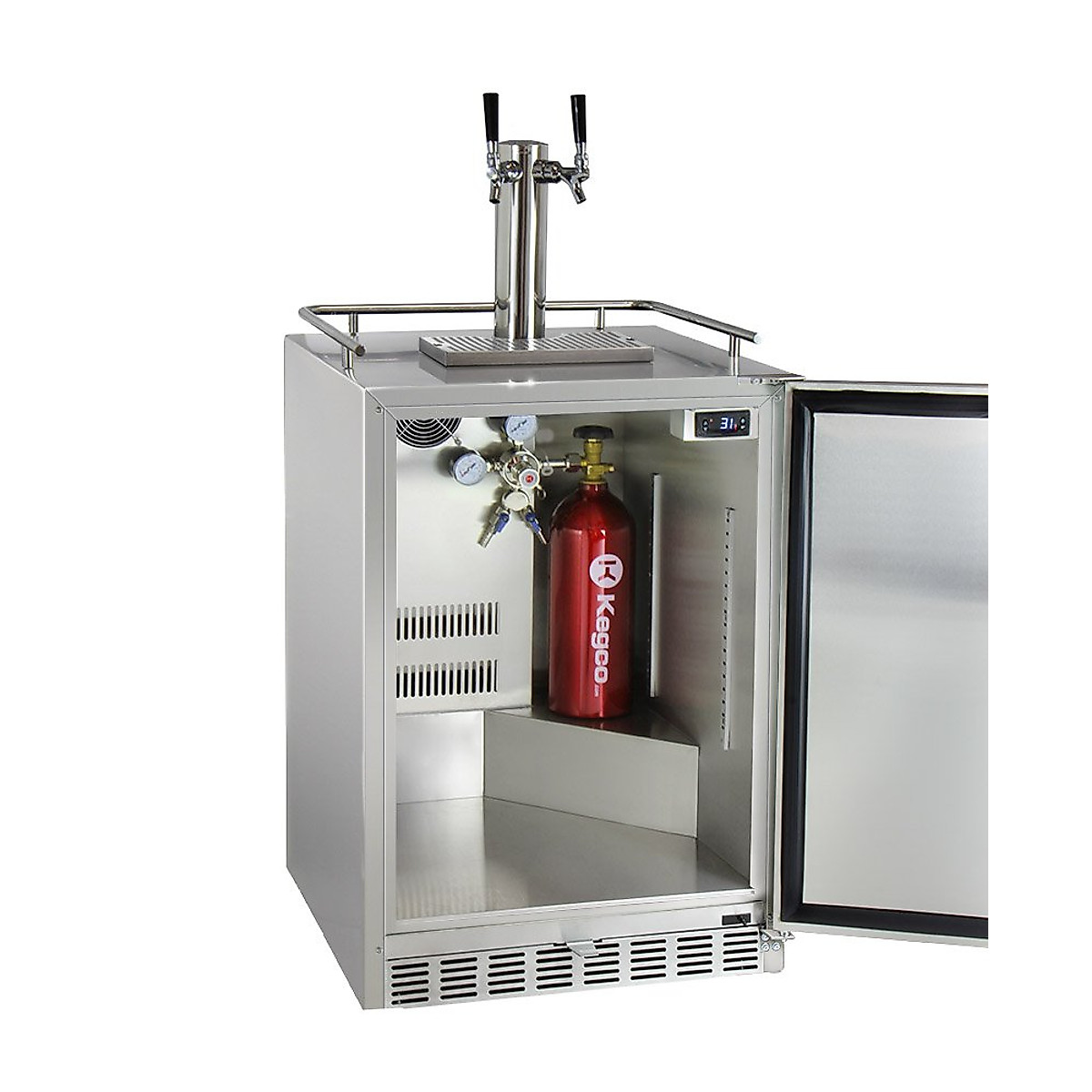 Kegco Kegerator 24" Wide Dual Tap Stainless Steel Undercounter Beer Dispenser HK38SSU-2
