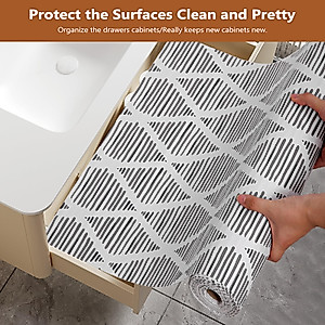 Shelf Liner Drawer Liner for Kitchen Cabinet, Non Adhesive Slip Resistant Shelf Paper, Strong Grip Thickened Cabinet Liners Protect Kitchen Cupboard, Dresser, Bathroom Drawers (Gray, 11.8" x 10 FT)