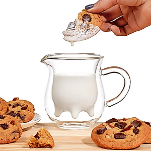 Xshelley Double Wall Glass Cup - Creative Cup Cute Calf Insulated Mugs Thermo Coffee Milk Cups Creamer Pitcher