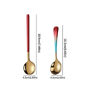 Spoons Silverware Dessert Spoon Stainless Steel Soup Spoon Soup Spoon Household Eating Spoon Coffee Stirring Spoon Spoon Two Pieces Spoon Set (Color : B)