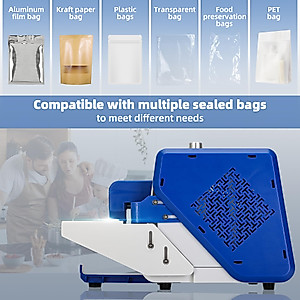 Heat Sealer Machine,Bag Sealer,Continuous Roller Sealer Temperature Control（0-200℃）Fastest Speed Reach 6 Meters Per Minute,Suitable for Small Factories, Warehouses, Shops, and Home Kitchens