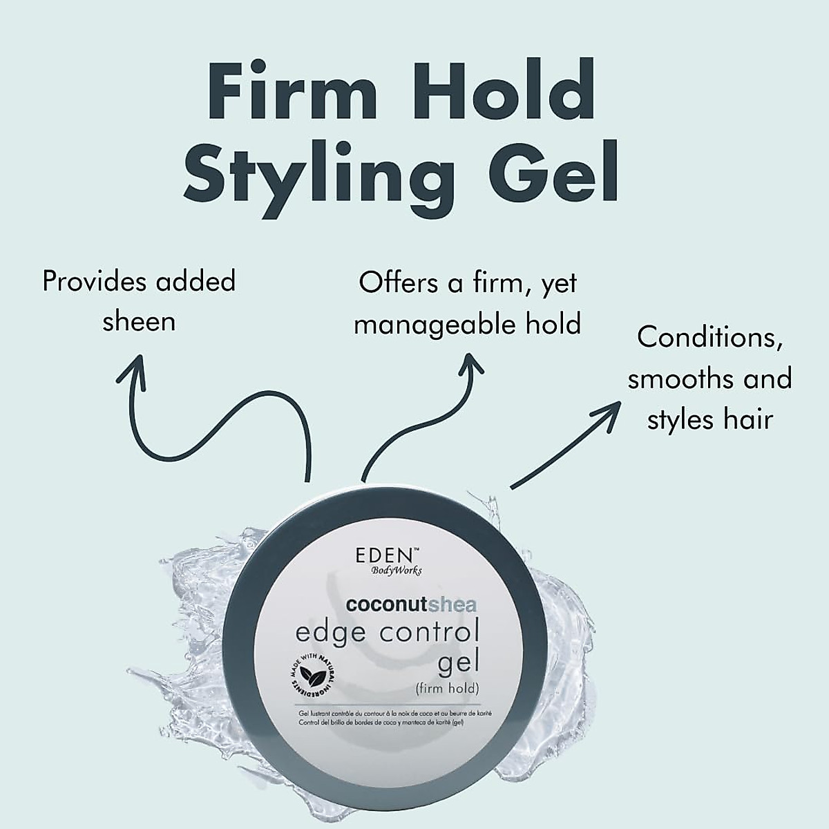 EDEN BodyWorks Coconut Shea Control Edge Glaze | 6 oz | Firm Hold, No Build Up, Moisturize, Add Shine - Packaging May Vary