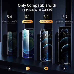UNBREAKcable Privacy Screen Protector for iPhone 12 / iPhone 12 Pro, Shatterproof Tempered Glass [True 28°Anti Spy] [9H Hardness] [Easy Installation Frame] for iPhone 12,12 Pro 6.1 inch - 2 Pack