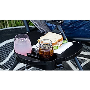 Camco Zero Gravity Chair Tray - Features 2 Cup Holders & Built-in Hook for Bags - Textured Non-Slip Surface & Drainage Holes in Cup Holders (51834)