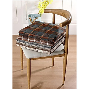 Dining Chair Cushions with Ties Set of 4,Cotton and Linen Washable Square Chair Pads with Straps Comfort and Softness Seat Cushions for Kitchen Office Chairs Living Room,18" x 18" (Beige)