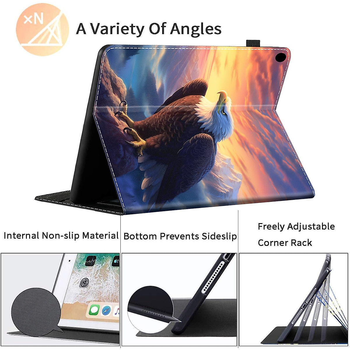 Case for All-New Amazon Fire HD 10 and Fire HD 10 Plus Tablet (11th Generation 2021 Release), Durable Shockproof Protective Cover with Auto Wake/Sleep，Bald Eagle