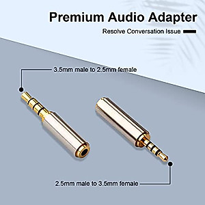 Headphone Adapter 2.5mm to 3.5mm adapter, Gold Plated 3.5mm Female to 2.5mm Male Audio Adapter/2.5 mm Female to 3.5 mm Male 4 Poles Jack Stereo Adapter /4 Ring Jack Stereo or Mono 3 in 1 Pack