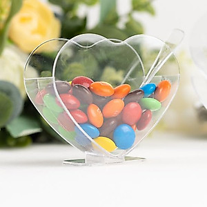 Efavormart 24 Pack | 2oz Mini Clear Plastic Heart-Shaped Dessert Parfait Cups with Spoons, Disposable or Reusable Pudding Snack Bowl Sets