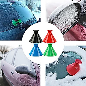 KONON ONE Magical Car Ice Scraper, 4 Packs Ice Scrapers for Car Windshield, 2 in 1 Multifunctional Snow Grass Ice Scraper with Funnel, Cone-Shaped Car Snow Remover, Gift for Chrismas Thanksgiving