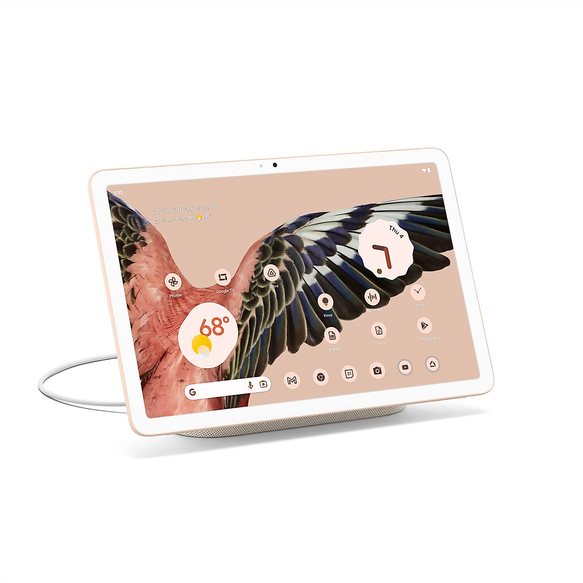 Google Pixel Tablet with Charging Speaker Dock - Android Tablet with 11-Inch Screen, Smart Home Controls, and Long-Lasting Battery - Rose/Porcelain - 128 GB