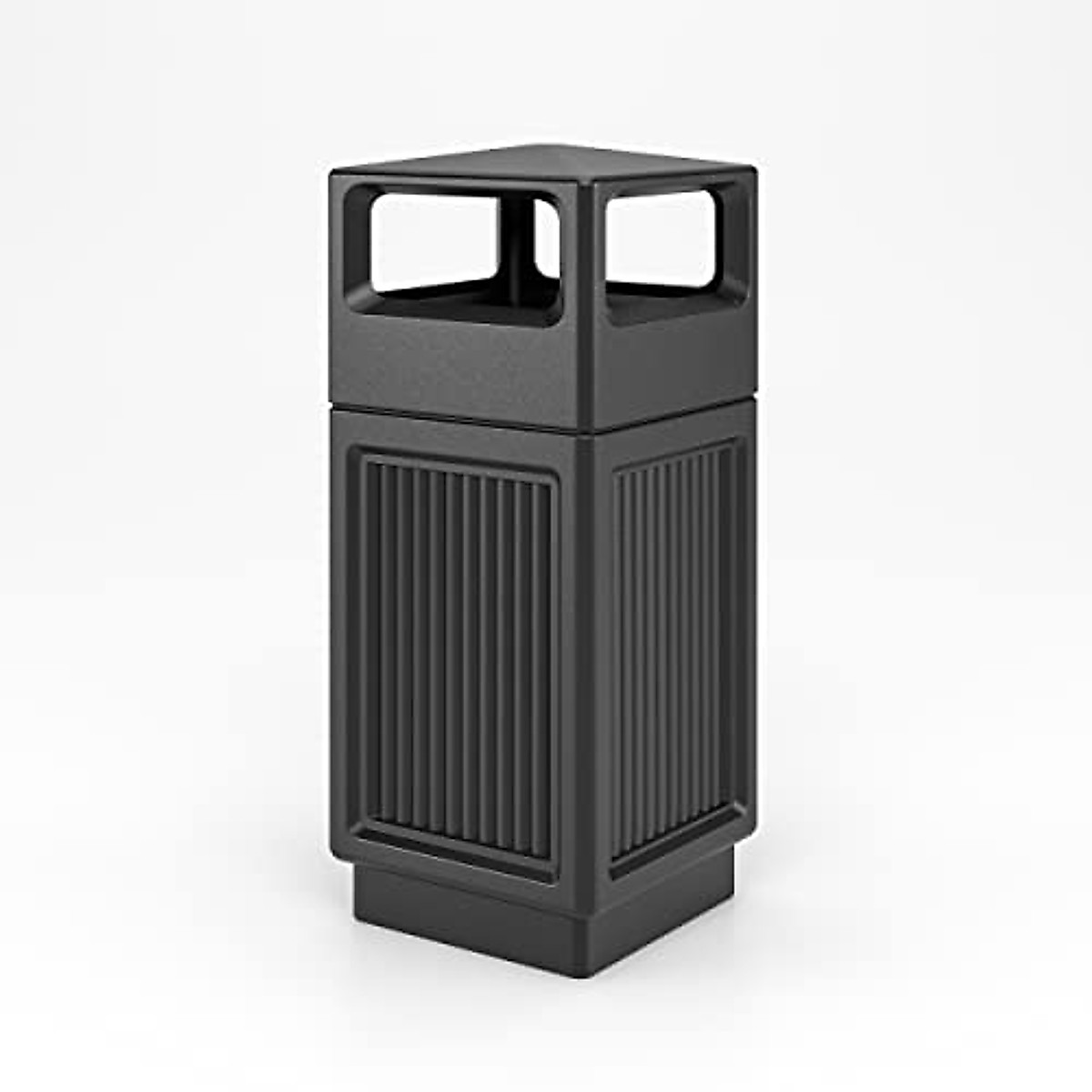 Safco Products Canmeleon Outdoor-Indoor Recessed Panel Trash Can with Ash Urn 9478BL, Black, Decorative Fluted Panels, 15 Gallon Capacity