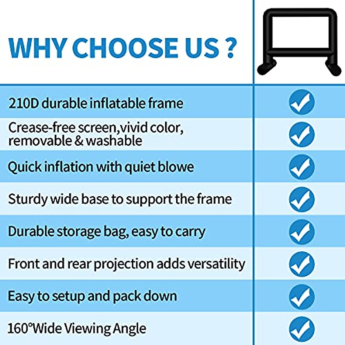 AZXRHWYGS 16 Feet Inflatable Movie Screen Outdoor, Inflatable Projector Screen with Blower Carry Bag - Supports Front and Rear Projection Blow Up Screen for Backyard Movie Night Pool Party