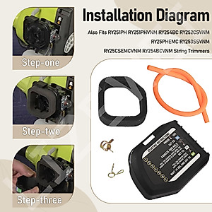 308649003 Air Filter w/Labels & 5687301 Cover Compatible with Ryobi RY251PH RY252CS RY253SS RY254BC 25CC String Trimmer - Contain oil tube
