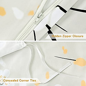 Lyacmy Plum Blossom Pattern Duvet Cover Set Queen Size(90x90in), 3 Pieces(1 Duvet Cover, 2 Pillow Shams), Light Grey Bedding Comforter Cover Sets, Soft Bedding Set with Zipper Closure