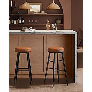 VASAGLE EKHO Collection - Bar Stools Set of 2, Bar Height Bar Stools, Kitchen Counter Stools, Mid-Century Modern Backless Counter Stools, 30-Inch Tall, Kitchen Island Home Bar, Caramel Brown