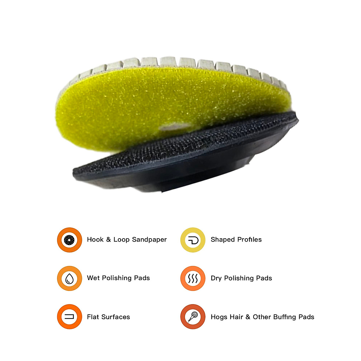 ComeFloor Rubber Backer Pad 4" Hook and Loop Rubber Backing Pad for Countertop Wet Dry Polishing - Arbor 5/8" 11, 4 Inch