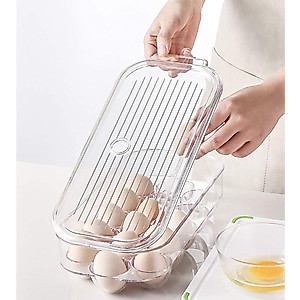SANNO SANNO Produce Saver Refrigerator Organizer Bins with Lids Refrigerator Egg Holder Tray Stackable Covered Egg Tray Holder