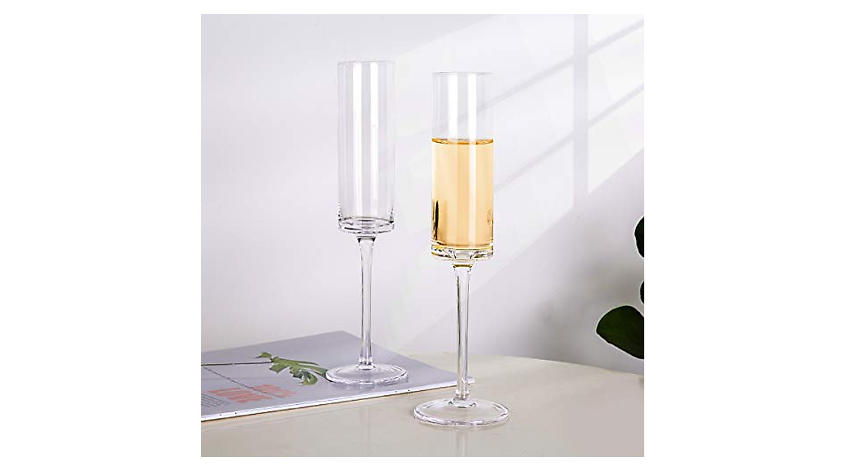 Elegant 6-Piece Crystal Champagne Flutes Set - Lead-Free & Hand Blown