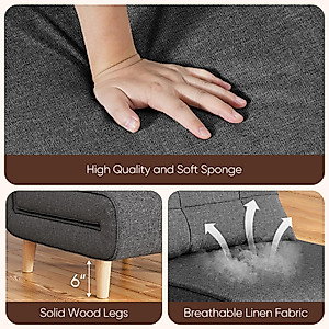 Ahomly 3 in 1 Convertible Chair Bed, Sleeper Chair Futon Sofa Bed with Adjustable Backrest, Futon Chair for Living Room Guest Room Apartment Small Space, Grey