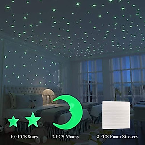 Premium Glow In The Dark Stars Wall Stickers, 100 Glowing Stars And Moon – Perfect Glow Stars for Kids’ Rooms, Ceiling Decorations, Romantic Rooms