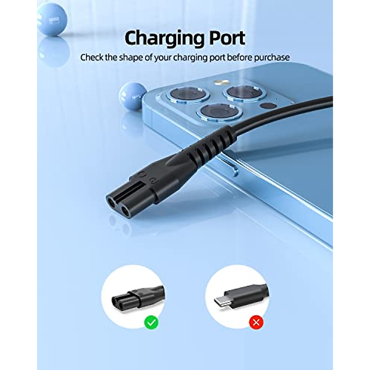 Replacement Charging Cable Fit for MANSCAPED Lawn Mower 3.0/2.0 Electric Trimmer AC Charger Power Supply Adapter Cord