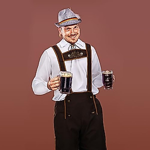 Newcotte Set of 4 German Bavarian Oktoberfest Costume Set for Men Adult Costume for Dress Party and Beer Festival (XL)