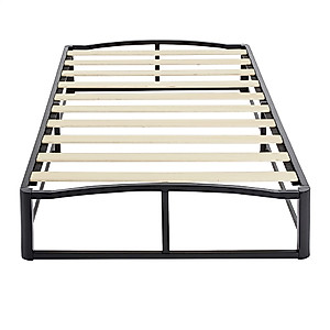 Amazon Basics Metal Platform Bed Frame with Wood Slat Support, 10 Inches High, Twin, Black