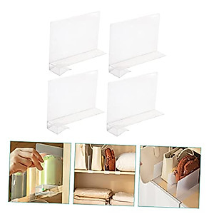 TOGEVAL 4pcs Partition Plate Clear Shelf Closet Shelves Separators Shelf Dividers Closet Partition Separator Storage Bookshelf Drawer Organizer Adjustable Cabinet Shelf Pp Transparent