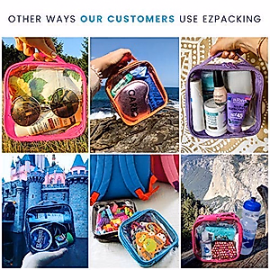 EzPacking Clear TSA Approved 3-1-1 Travel Toiletry Bag for Carry On/Quart Size Transparent Liquids Pouch for Airport Security/Reusable See Through Vinyl & PVC Plastic Organizer Men Women (Lilac)