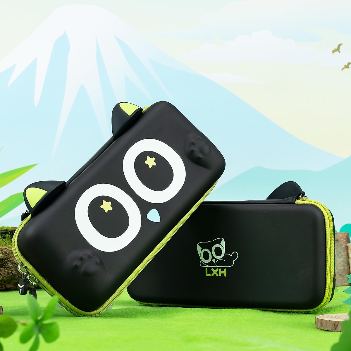 GeekShare Carry Case Compatible with Switch/Switch OLED Large Capacity PU Hardshell Travel Carrying Case fit Switch Console & Game Accessories - Luo Xiaohei