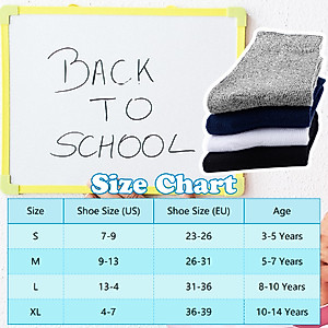 Mini angel Boys Girls Crew Socks Seamless Cotton Socks Kids School Socks Dress Socks for 8-10 Years, 6 Pairs (White, L)