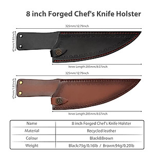 XYJ 2-pieces Set Chef Knife Sleeves Leather Cover Sheath For 8 Inch Kitchen Knives Edge Guard Protector With Belt Loop For Carry Knife(Not Included Knife)