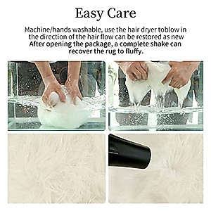 HOMBYS 9x12 Oversized Faux Fur Area Rug for Living Room Bedroom, Super Soft & Fluffy White Faux Sheepskin Play Carpet for Kids Children, Luxury Plush Furry Décor Shaggy Feet Mat for Bedside