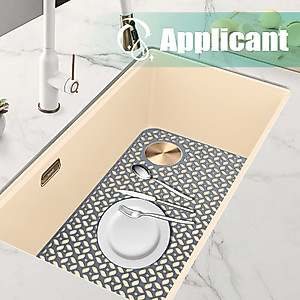 JUSTOGO Silicone Sink Mat 28.2''x 14.2'', Grey Sink Protectors for Kitchen Sink Grid Accessory, 1 PCS Non-slip Sink Mats for Bottom of Kitchen Farmhouse Stainless Steel Porcelain Sink Right & Left