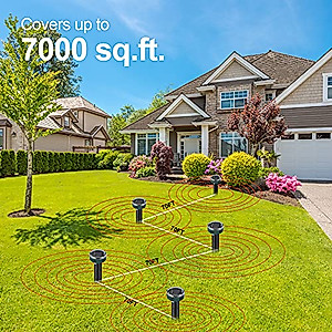 Mole Repellent Solar Powered Gopher Repellent Ultrasonic Solar Powered Sonic Mole Deterrent Stakes, Snake Groundhog Repellent for Yard, Garden, Lawn (4 Pack)