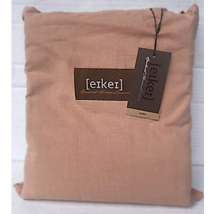 Eikei Washed Cotton Chambray Duvet Cover Solid Color Casual Modern Style Bedding Set Relaxed Soft Feel Natural Wrinkled Look (Copper Dust, Queen)