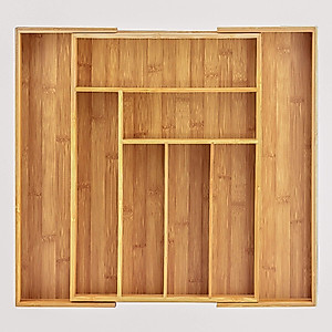 Totally Bamboo Kitchen Drawer Organizer, Expandable Silverware Organizer and Utensil Holder, 8 Compartments with Dividers