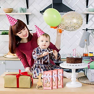 wxfdac 24 boxes of 1-year-old birthday party favors, guest gifts 1 Bottle opener, 1-year anniversary decorations, souvenirs, girls' gifts (pink)