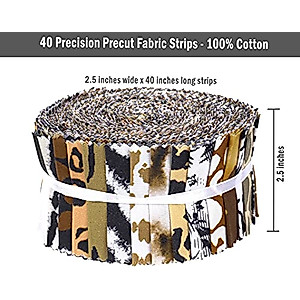 Soimoi 40Pcs Animals Print Cotton Precut Fabrics for Quilting Craft Strips 2.5x42inches Jelly Roll - Purple